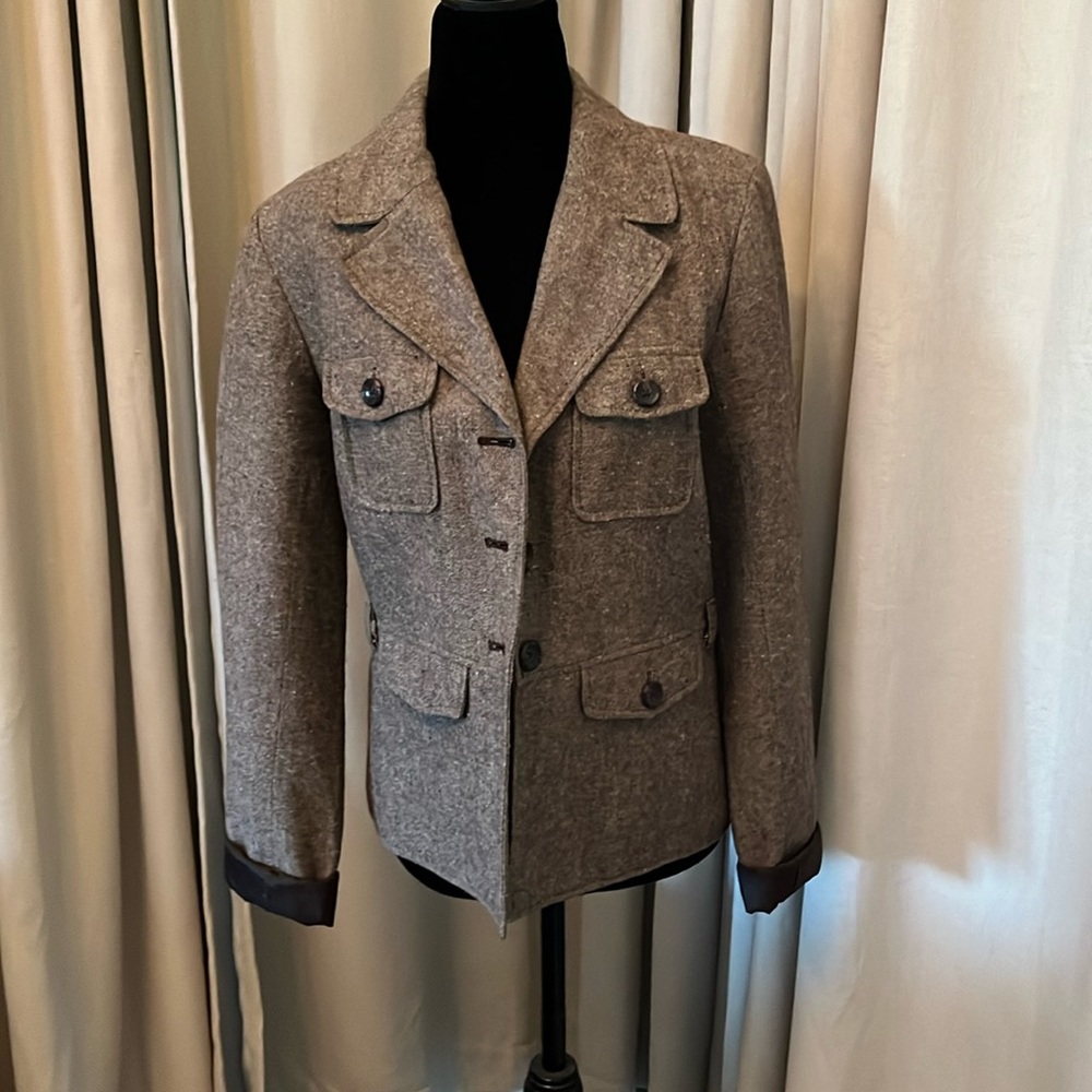 Brown Tweed Military Style Jacket - Gem